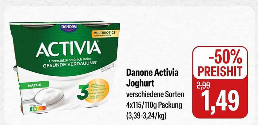 Danone Activia Joghurt Verschiedene Sorten 4X115/110G Packung Angebot ...
