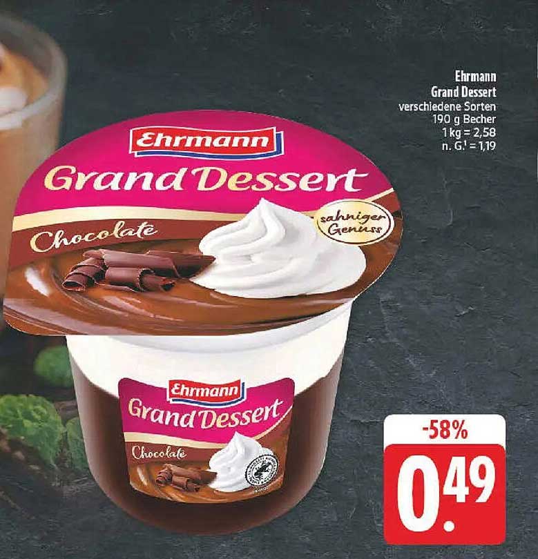 Ehrmann Grand Dessert Verschiedene Sorten 190G Becher Angebot bei ...