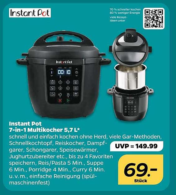 Instant Pot 7-In-1 Multikocher 5,7 L* Angebot bei NETTO - ProspektGuru.de