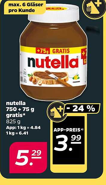 Nutella 750 + 75 G Gratis* Angebot bei NETTO - ProspektGuru.de