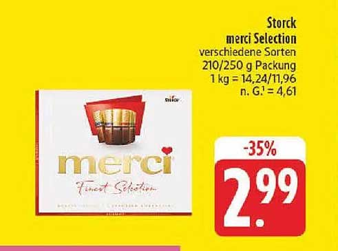 Storck Merci Selection Verschiedene Sorten 210/250 G Packung Angebot ...