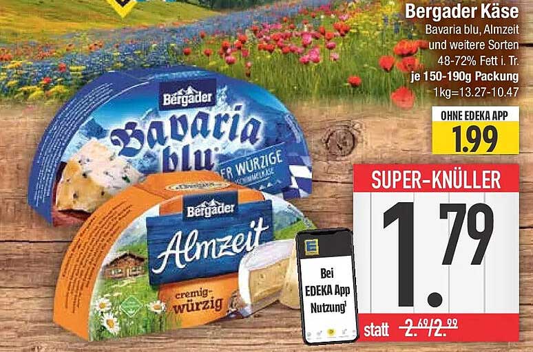 Bergader Käse Bavaria Blu, Almzeit Und Weitere Sorten 48-72% Fett I. Tr ...