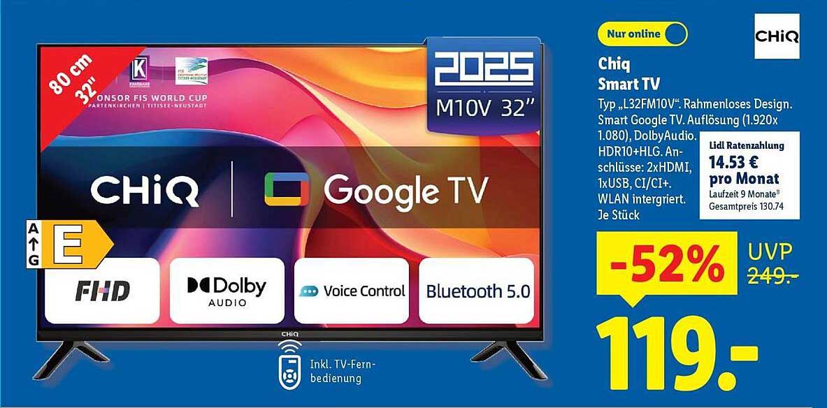 Chiq Smart Tv Typ „L32Fm10V“: Rahmenloses Design. Smart Google Tv ...
