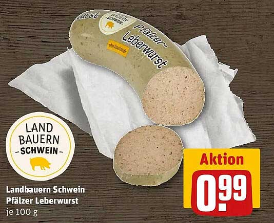 Landbauern Schwein Pfälzer Leberwurst Angebot bei REWE - ProspektGuru.de