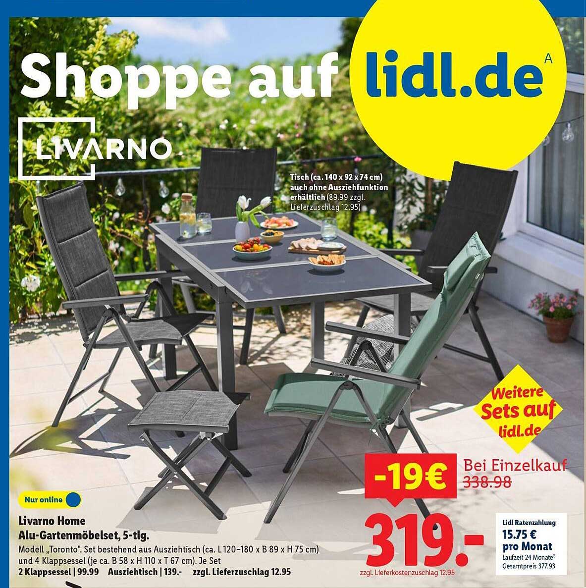 Livarno Home Alu-Gartenmöbelset, 5-Tlg. Angebot bei Lidl - ProspektGuru.de
