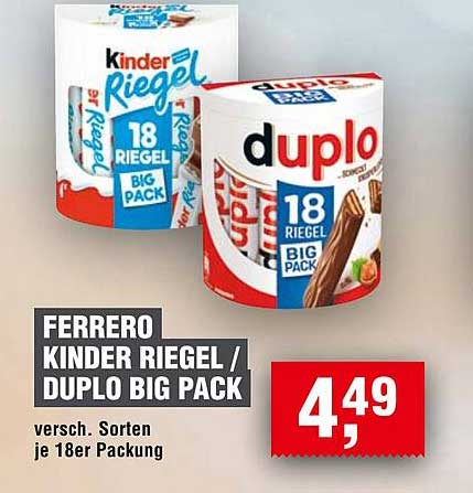 Ferrero Kinder Riegel / Duplo Big Pack Angebot bei Handelshof ...