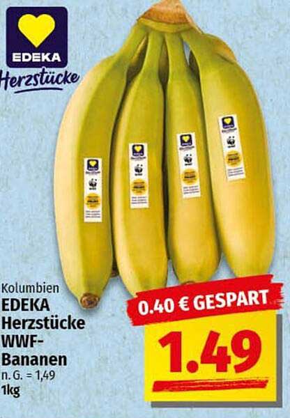 Edaka Herzstücke Wwf-Bananen 1Kg - Nur Für Kurze Zeit! Angebot bei nah ...