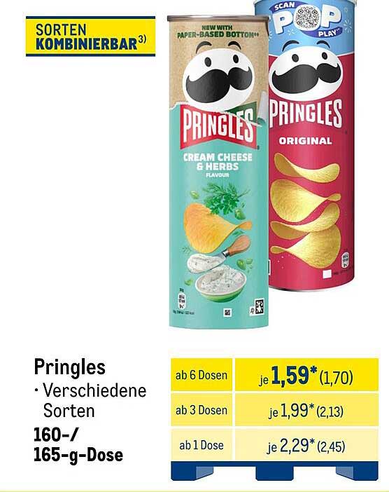 Pringles - Verschiedene Sorten 160-/165-G-Dose Angebot bei METRO ...