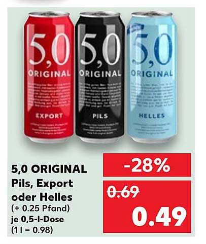 5,0 Original Pils, Export Oder Helles Angebot bei Kaufland ...