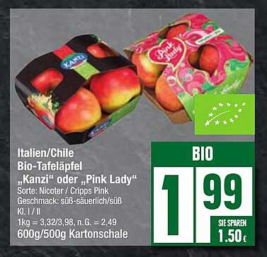 Bio-Tafeläpfel „Kanzi“ Oder „Pink Lady“ Angebot bei Edeka - ProspektGuru.de
