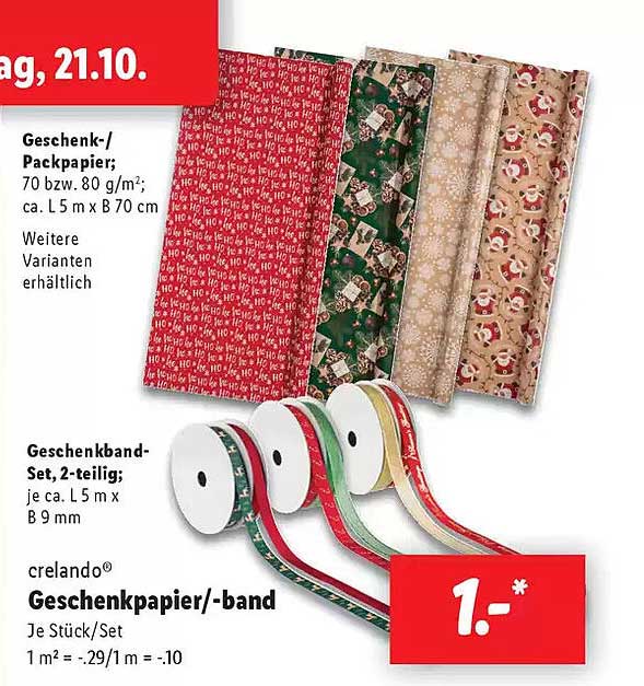 Crelando® Geschenkpapier/-Band Angebot bei Lidl