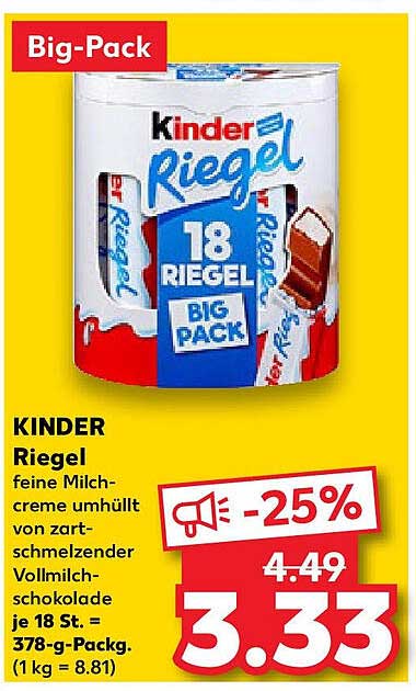 Kinder Riegel Angebot bei Kaufland - ProspektGuru.de