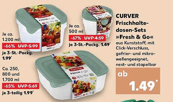 Curver Frischhaltedosen-Sets »Fresh & Go« Angebot bei Kaufland ...