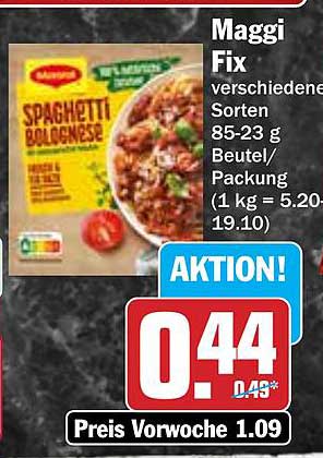 Maggi Fix Spaghetti Bolognese Angebot bei Hit - ProspektGuru.de
