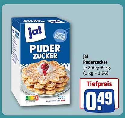 Ja! Puderzucker 250 G Angebot bei REWE Center - ProspektGuru.de