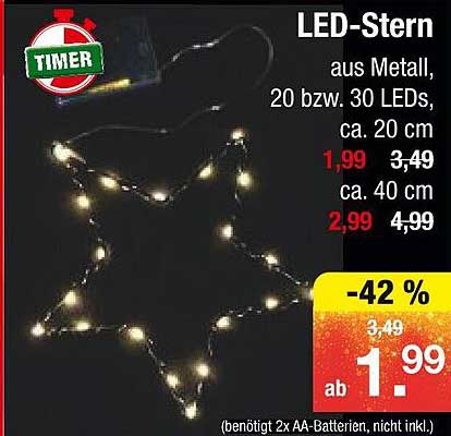 Led-Stern Aus Metall, 20 Bzw. 30 Leds, Ca. 20 Cm Angebot bei Zimmermann ...