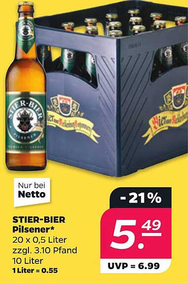 Stier-Bier Pilsener* Angebot bei NETTO