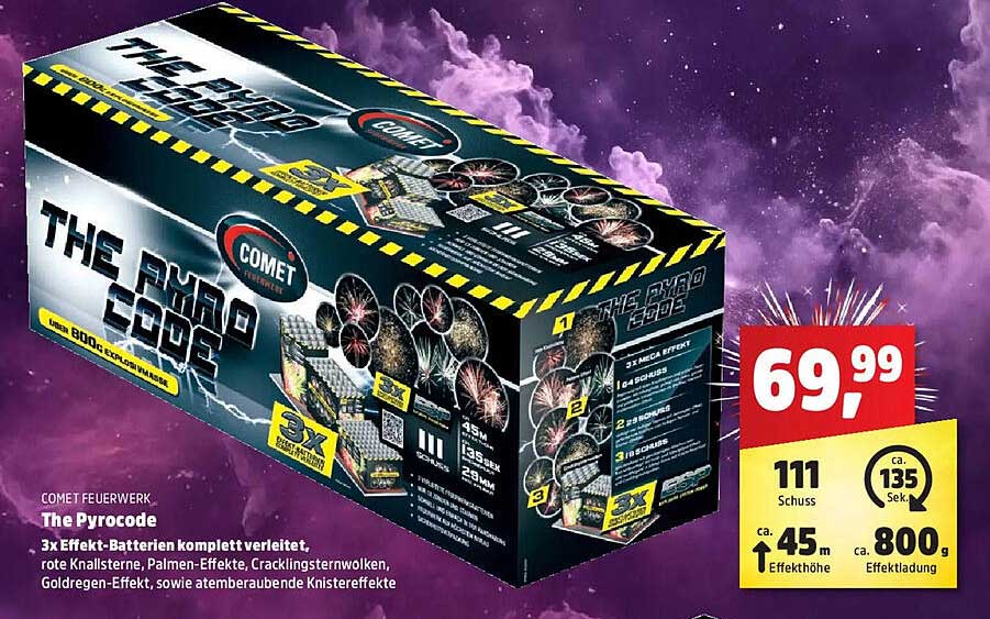 Comet Feuerwerk The Pyrocode – 3X Effekt-Batterien Komplett Verleitet ...