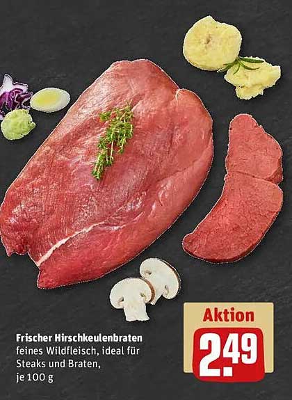 Frischer Hirschkeulenbraten - Feines Wildfleisch, Ideal Für Steaks Und ...