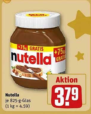 Nutella 825 G + 75 G Gratis Angebot bei REWE Kaufpark - ProspektGuru.de