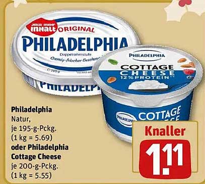 Philadelphia Natur Oder Philadelphia Cottage Cheese Angebot bei REWE ...
