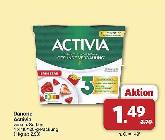 Danone Activia Versch. Sorten 4 X 115/125-G-Packung Angebot bei Famila ...