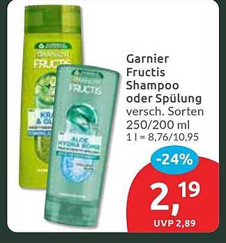 Garnier Fructis Shampoo Oder Spülung Versch. Sorten 250/200 Ml Angebot ...