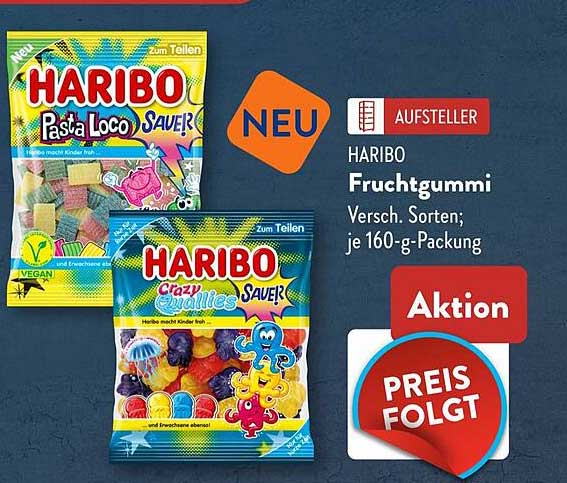 Haribo Fruchtgummi Versch. Sorten; Je 160-G-Packung Angebot bei Aldi ...