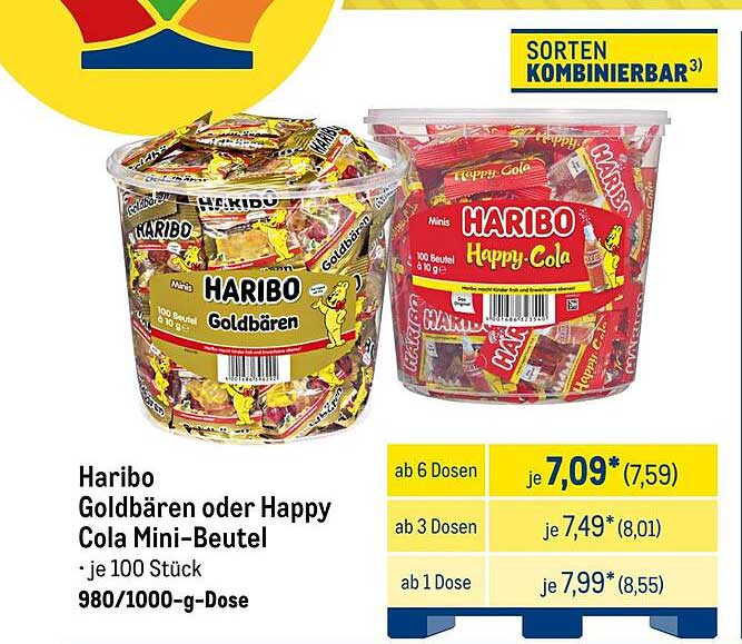 Haribo Goldbären Oder Happy Cola Mini-Beutel - Je 100 Stück Angebot bei ...