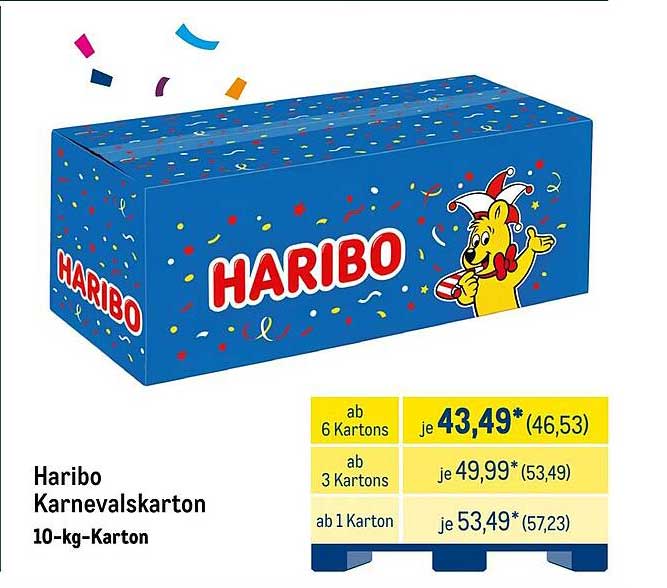 Haribo Karnevalskarton 10-Kg-Karton Angebot bei METRO - ProspektGuru.de