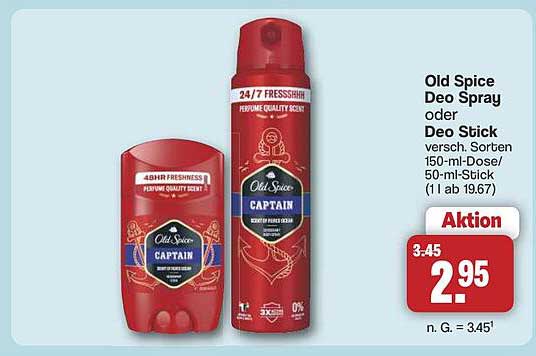 Old Spice Deo Spray Oder Deo Stick Versch. Sorten 150-Ml-Dose/50-Ml ...