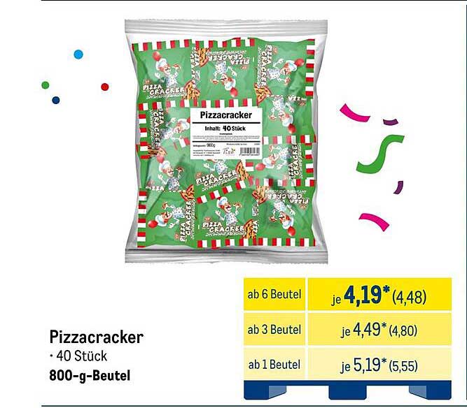 Pizzaccracker - 40 Stück 800-G-Beutel Angebot bei METRO - ProspektGuru.de