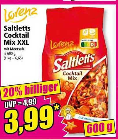 Saltletts Cocktail Mix Xxl Mit Meersalz Je 600 G Angebot bei Norma ...