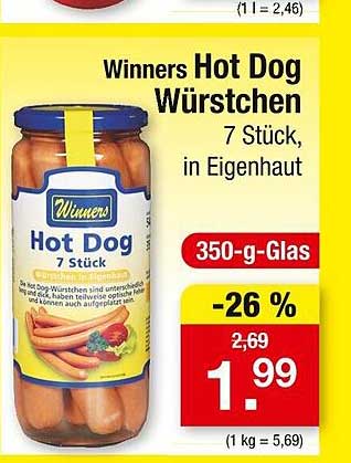Winners Hot Dog Würstchen 7 Stück, In Eigenhaut Angebot bei Zimmermann ...