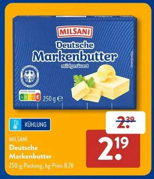 Milsani Deutsche Markenbutter Angebot bei Aldi Süd