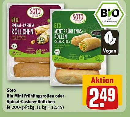 Soto Bio Mini Frühlingsrollen Oder Spinat-Cashew-Röllchen Angebot bei ...
