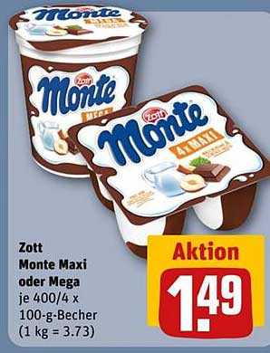 Zott Monte Maxi Oder Mega Angebot bei REWE Center - ProspektGuru.de