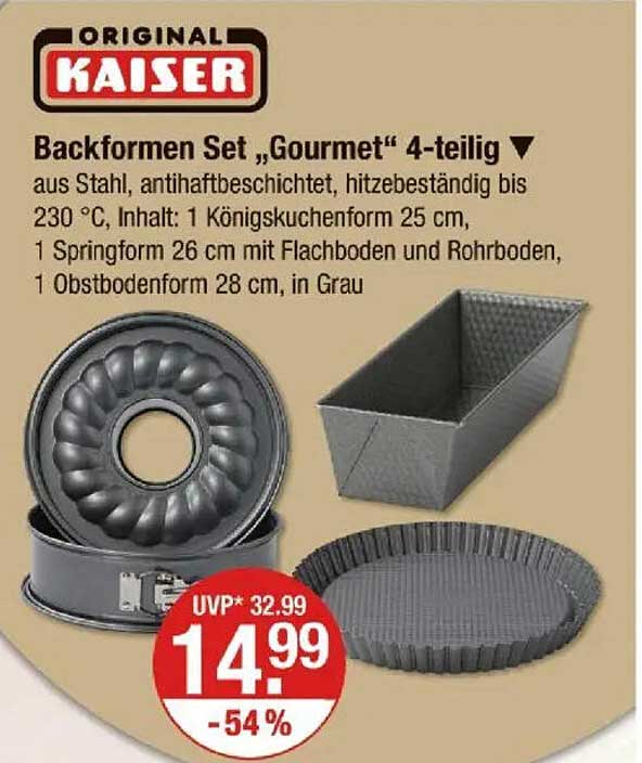 Backformen Set „Gourmet“ 4-Teilig Von Original Kaiser Angebot bei V-Markt