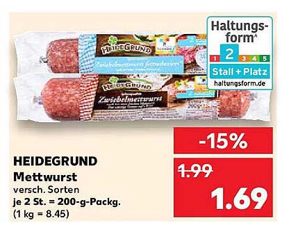 Heidegrund Mettwurst - Versch. Sorten 200 G Packung Angebot bei ...