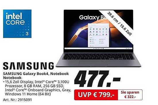 Samsung Galaxy Book4, Notebook Angebot bei MediaMarkt