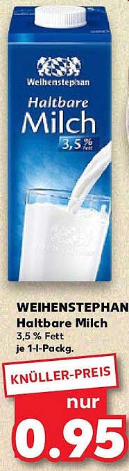 Weihenstephan Haltbare Milch 3,5 % Fett, Je 1-L-Pack. Angebot bei Kaufland