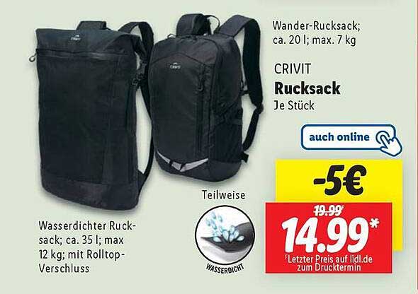 Crivit Rucksack Angebot bei Lidl