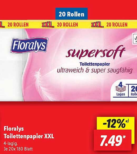 Floralys Supersoft Toilettenpapier Xxl Angebot bei Lidl
