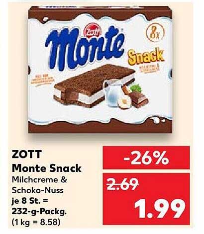 Zott Monte Snack Angebot bei Kaufland