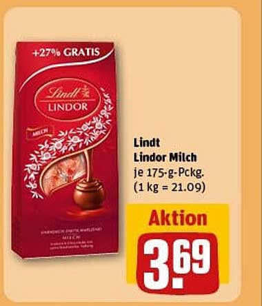 Lindt Lindor Milch Angebot bei REWE