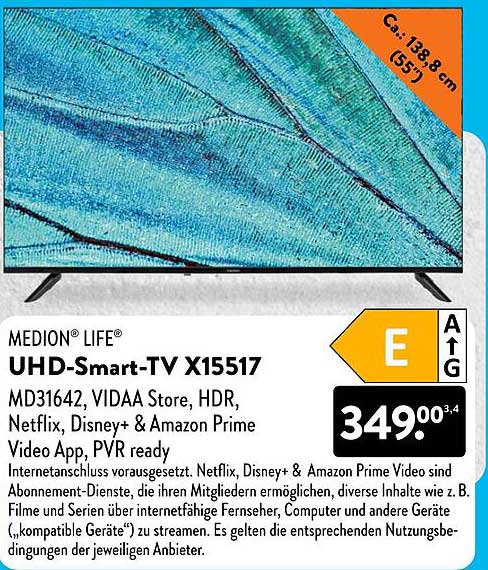 Medion® Life® Uhd-Smart-Tv X15517 Angebot bei Aldi Nord - ProspektGuru.de