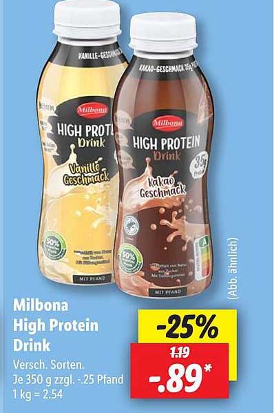 Milbona High Protein Drink Angebot bei Lidl