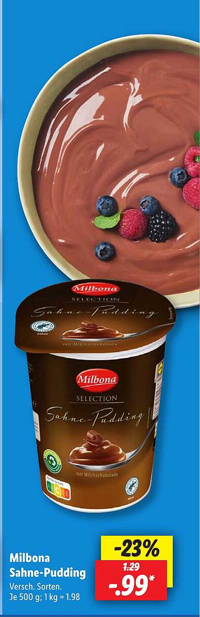 Milbona Sahne-Pudding Angebot bei Lidl