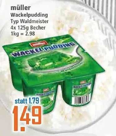 Müller Wackelpudding Typ Waldmeister 4X 125G Becher Angebot bei K+K ...