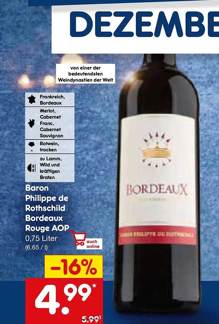 Baron Philippe De Rothschild Bordeaux Rouge Aop 0,75 Liter Angebot bei ...